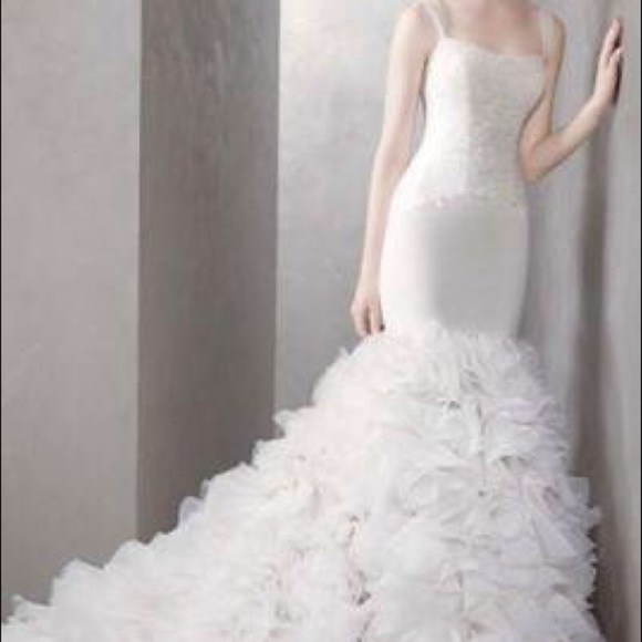 Vera Wang | Dresses | White By Vera Wang Georgette Mermaid Wedding ...